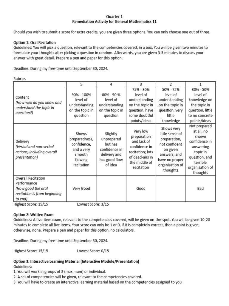 Q1 Gen Math Remediation | PDF Q1 Gen Math Remediation | PDF