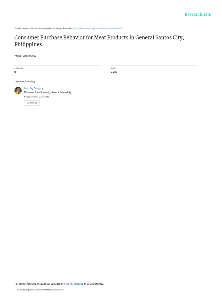 Consumer Purchase Behavior For Meat Productsin General Santos City ...