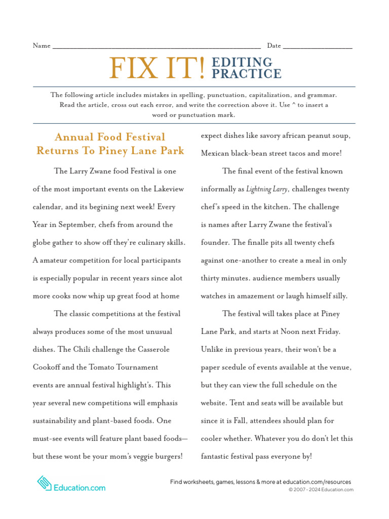 Passage Editing Practice | PDF | Chef | Western Cuisine