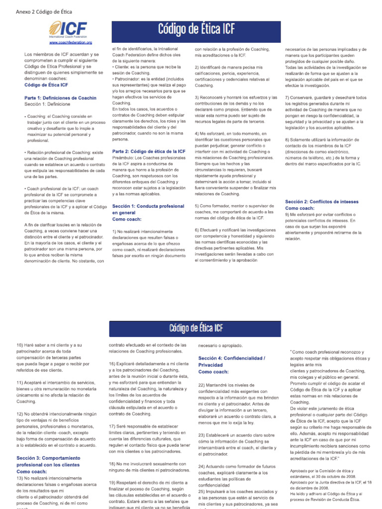 Co Digo de e Tica de La Icf | PDF
