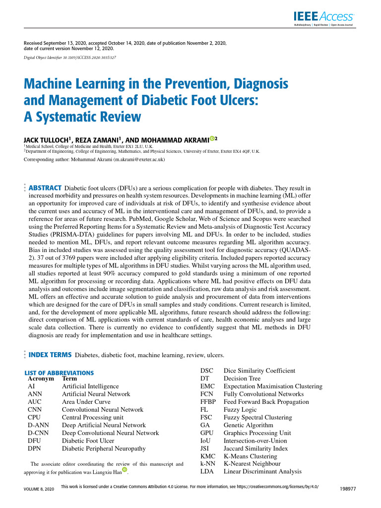 Machine Learning in The Prevention Diagnosis and Management of Diabetic ...