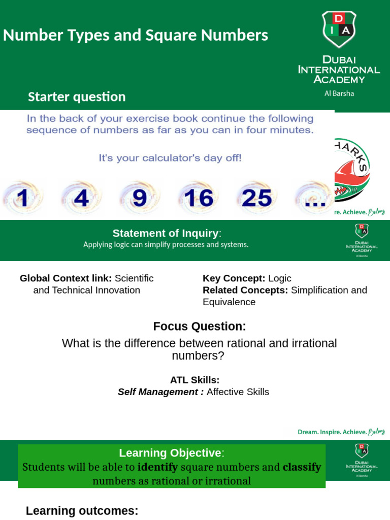 Number Types and Square Numbers | PDF