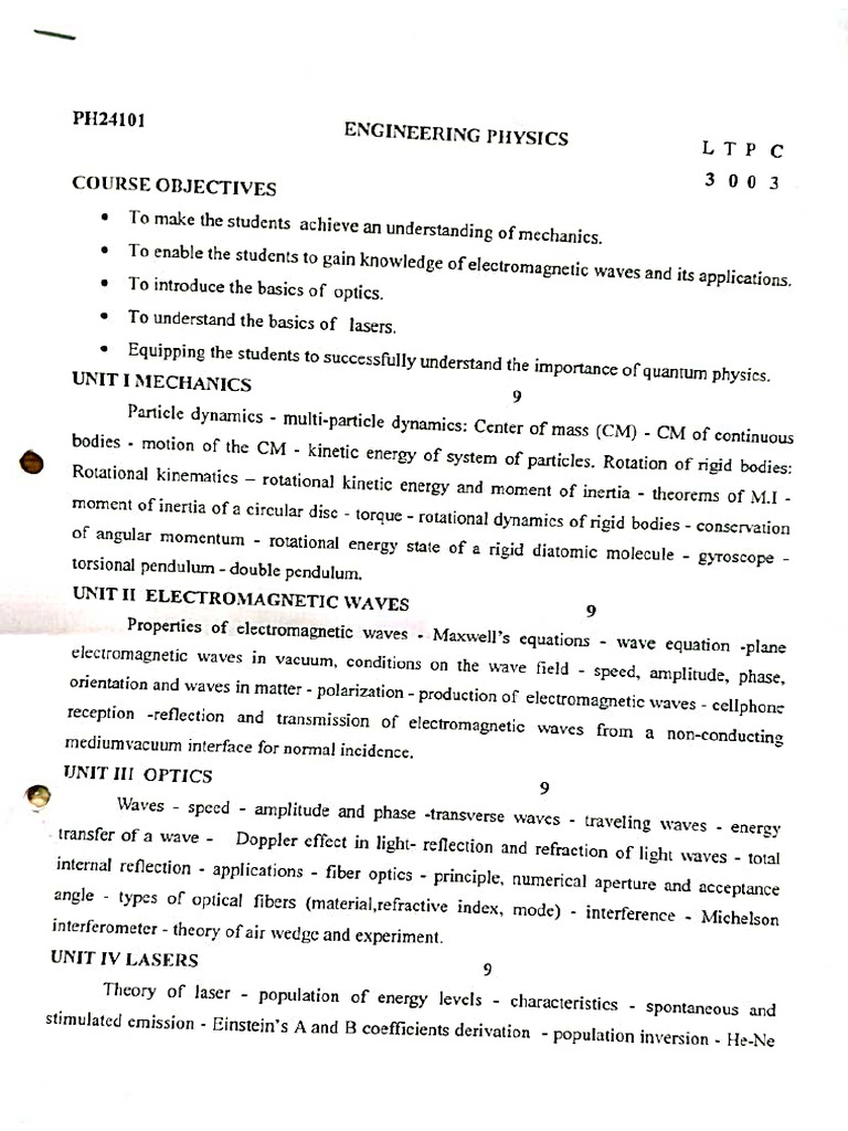 Engineering Physics Syllabus | PDF