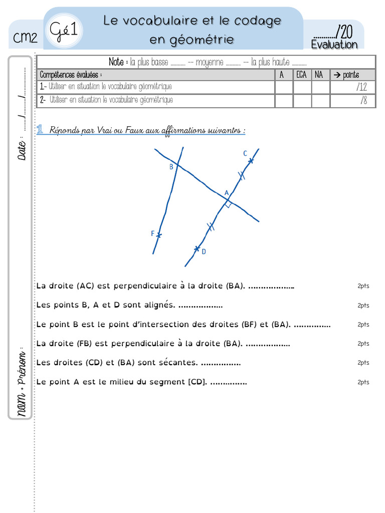 Ge1 Le Vocabulaire de Geometrie | PDF