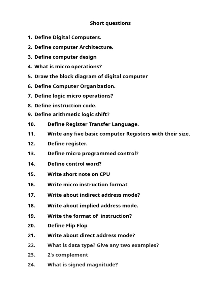 COA IMP Questions-1 | PDF