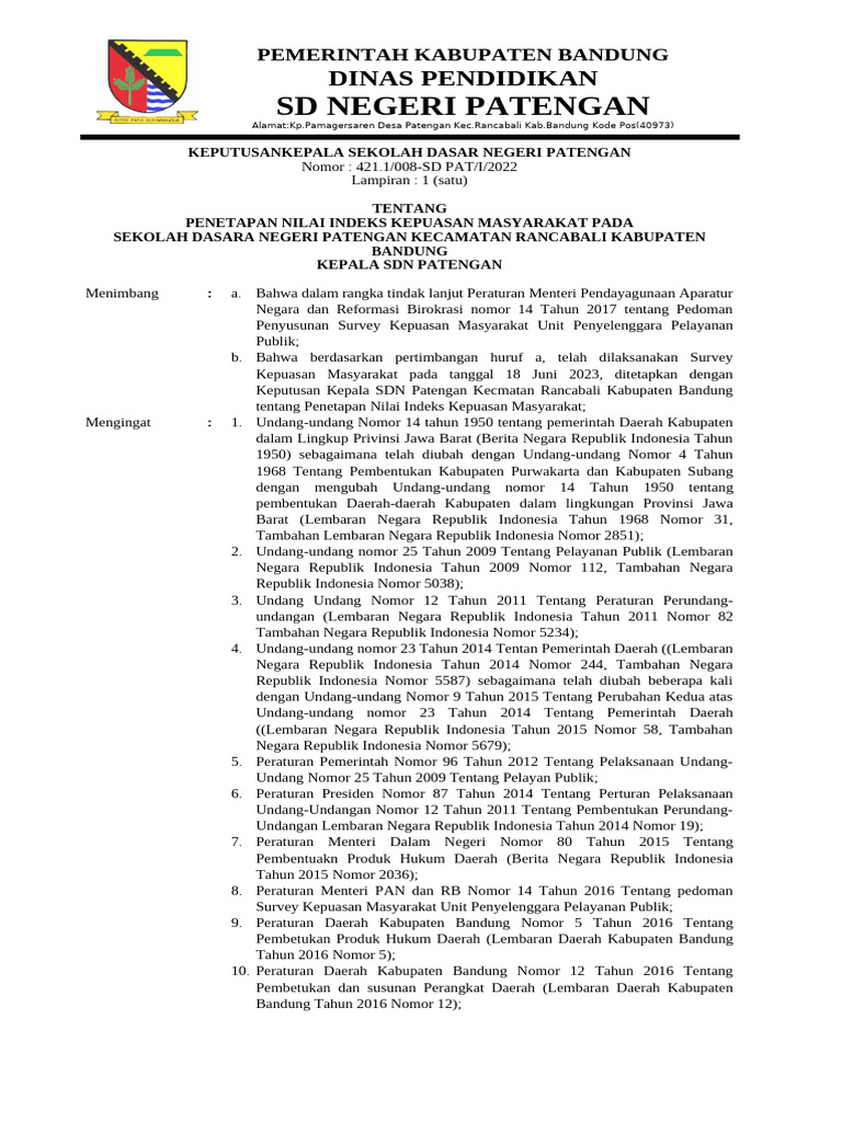 Contoh SK Penetapan Tim SKM 2023 | PDF