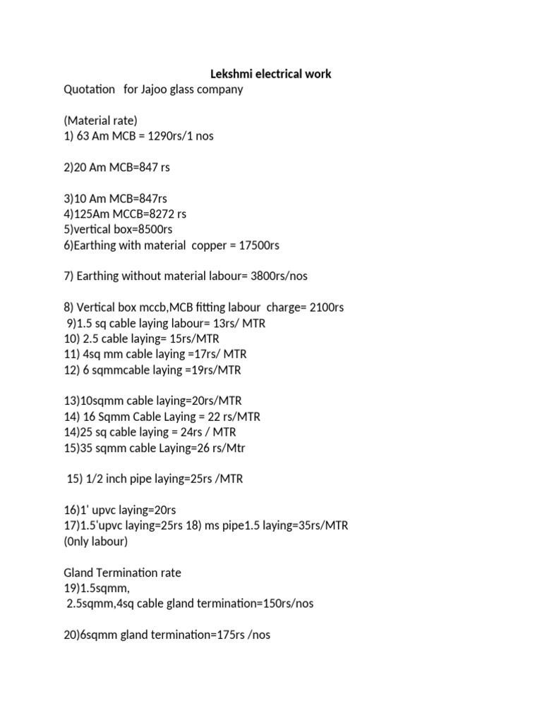 Lekshmi Electrical Work | PDF