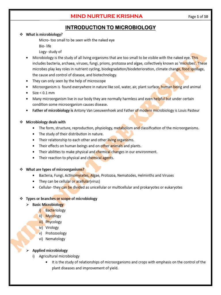 L-1 Introduction To Microbiology | PDF
