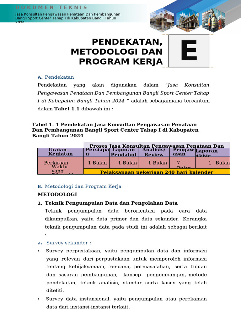 Bab E PENDEKATAN, METODOLOGI DAN PROGRAM KERJA | PDF