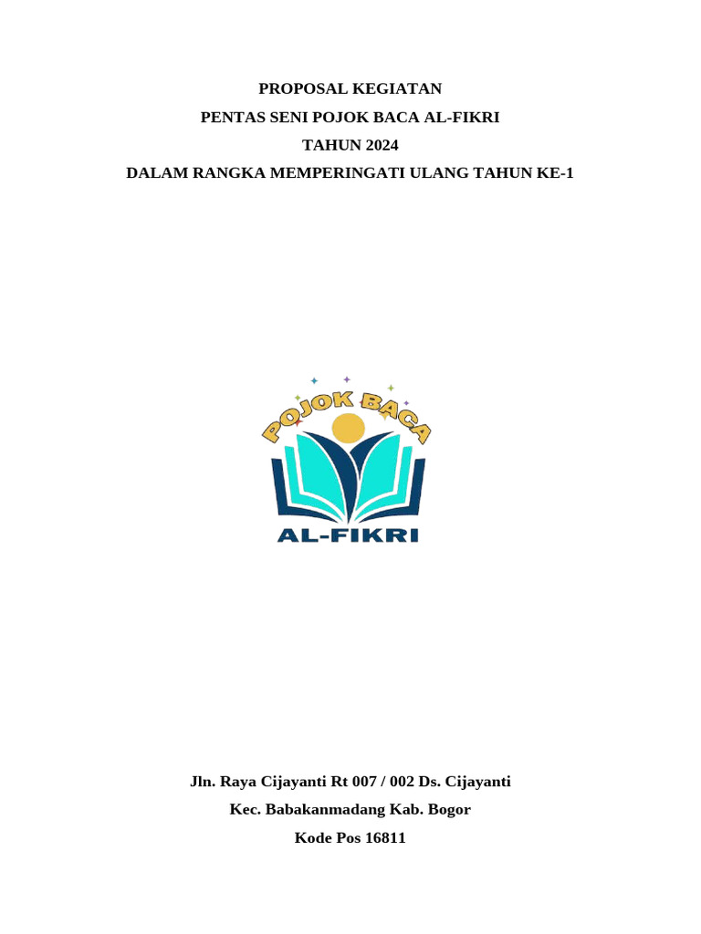 Proposalkegiatan TBM Al Fikri 1 | PDF