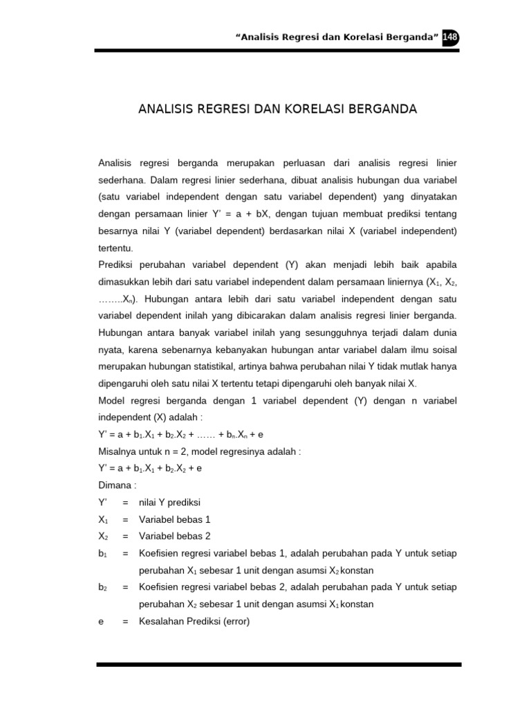 Analisis Regresi Dan Korelasi Berganda | PDF