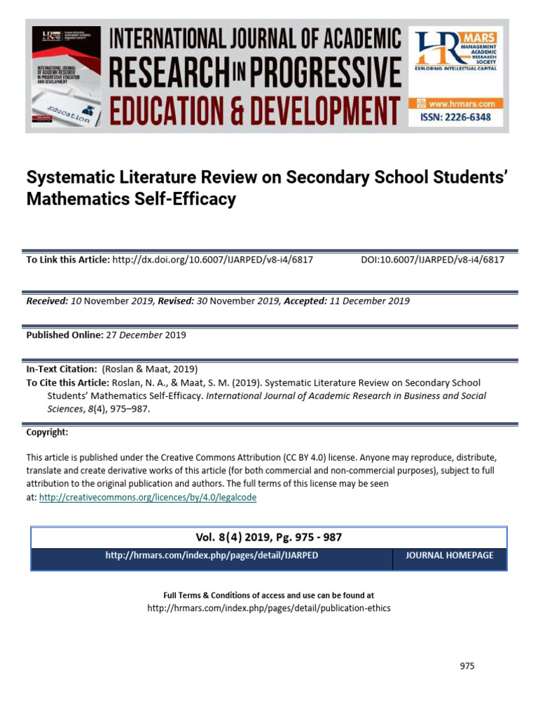 2019 Roslan - SLR - Secondary School Students' Mathematics Self ...