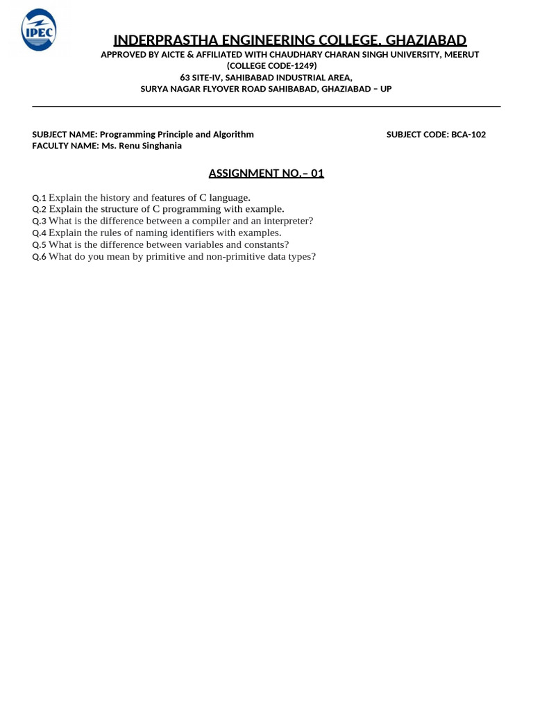 Ppa Assignment 01 | PDF