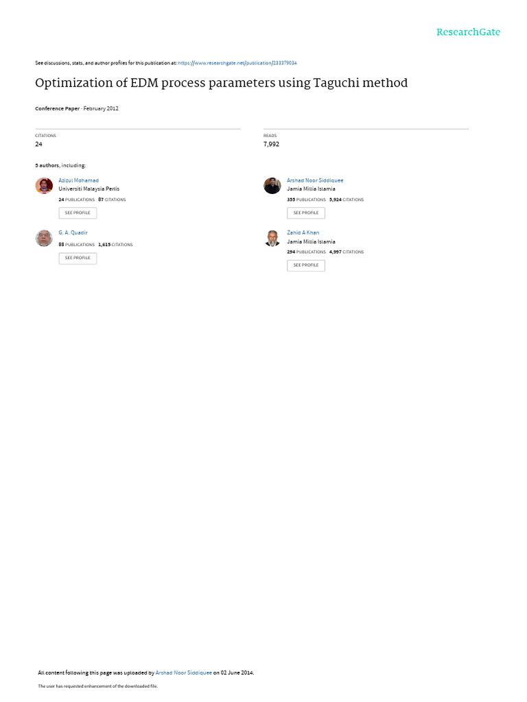 Taguchi Method Wire Edm Pdf