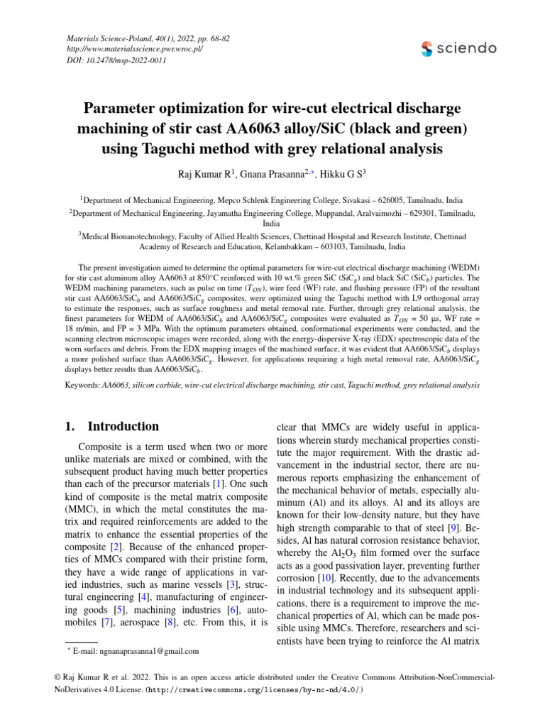 Al6063 Stir Casting Wire Edm Grey Relation Analysys | PDF | Energy ...