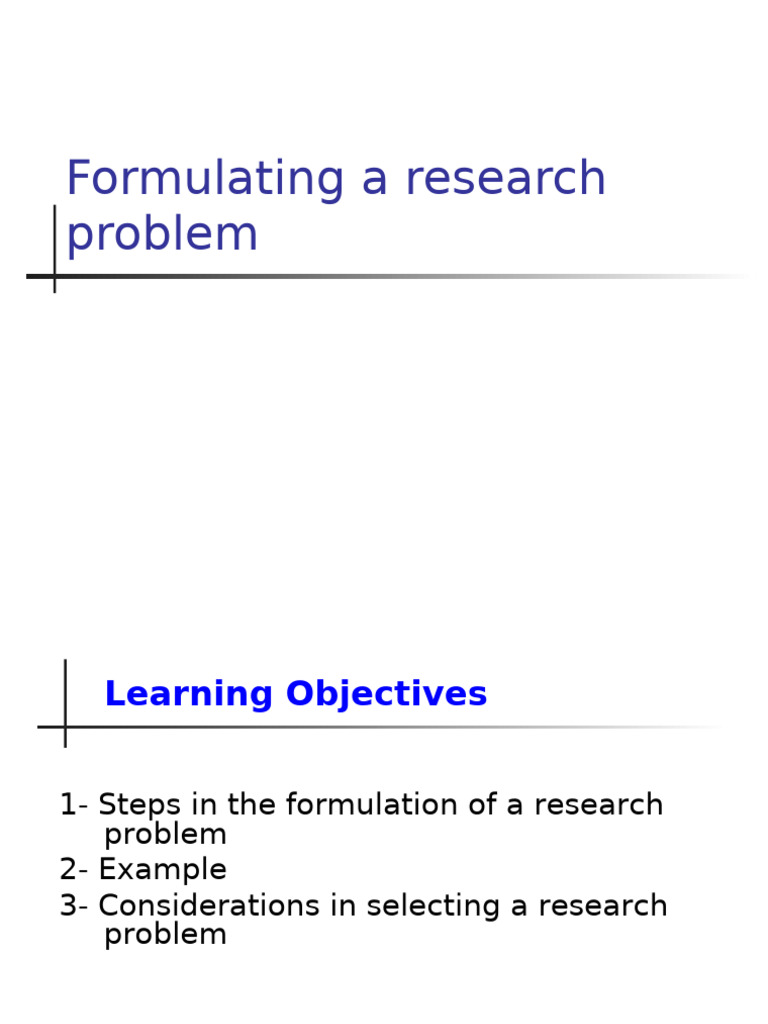 Formulating A Research Problem | PDF