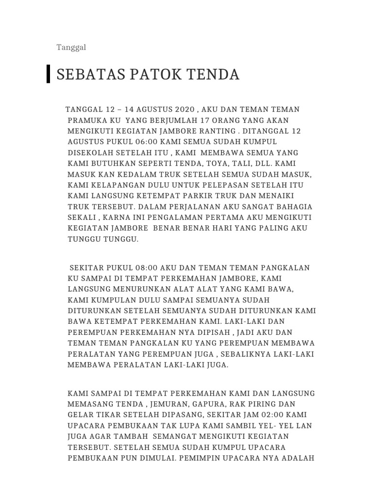 Sebatas Patok Tenda | PDF