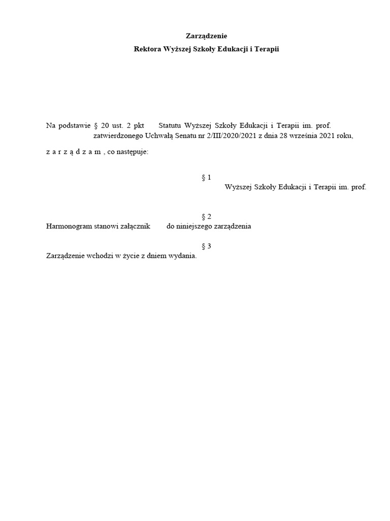 Harmonogram Roku Akademickiego 2023 - 2024 | PDF