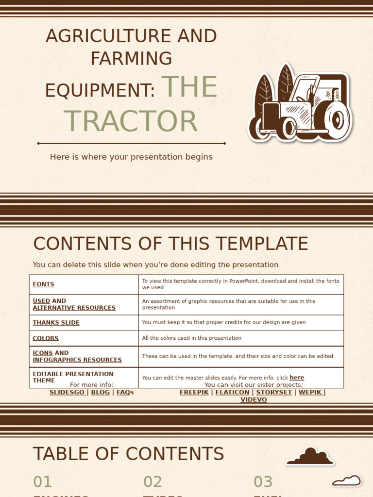 Agriculture and Farming Equipment - The Tractor by Slidesgo | PDF