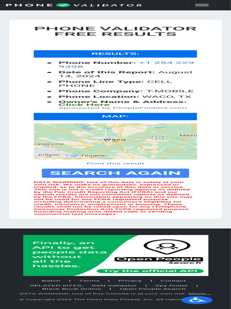 Phone Validator Results | PDF