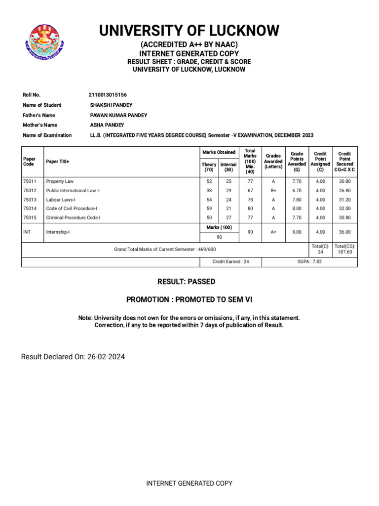 Sem 5 Result | PDF