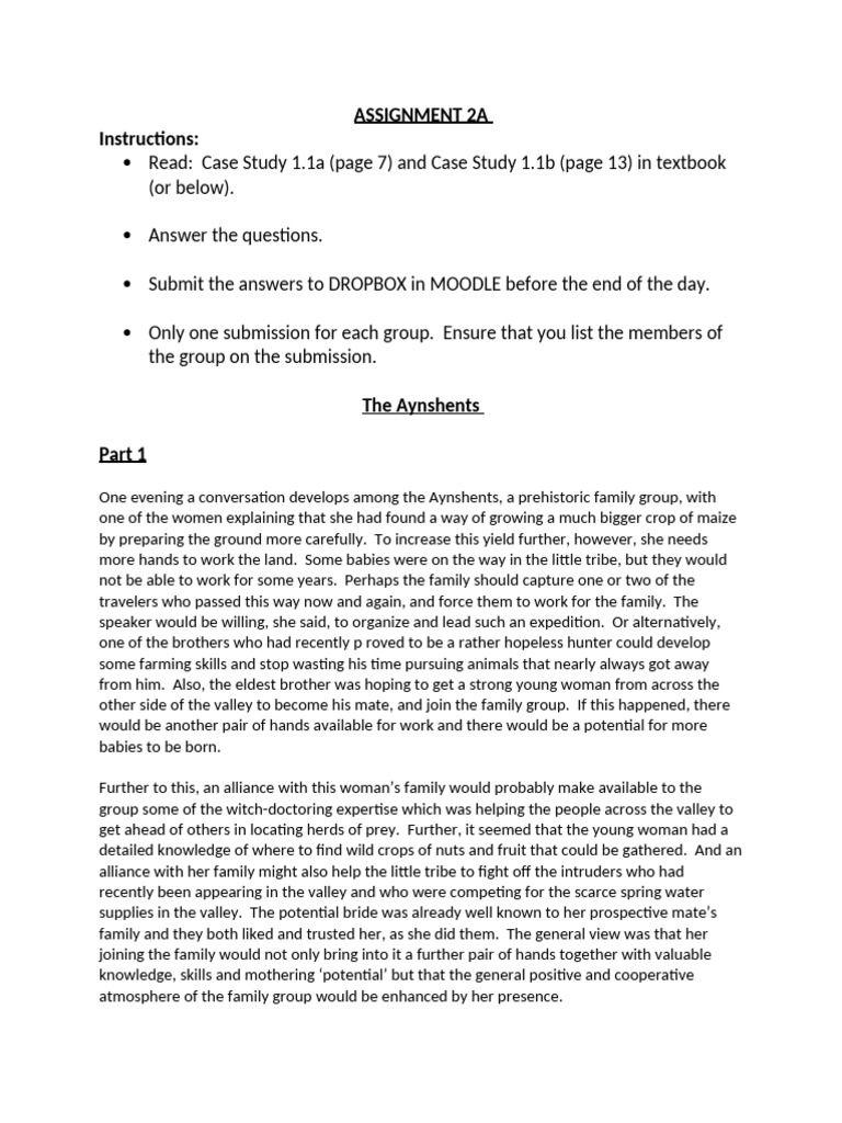ASSIGNMENT 2A - Case 1 and Questions, Aynshents14 | PDF