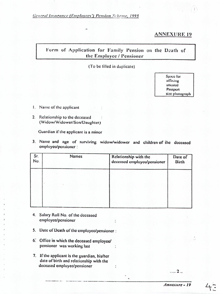 Family Pension Form | PDF