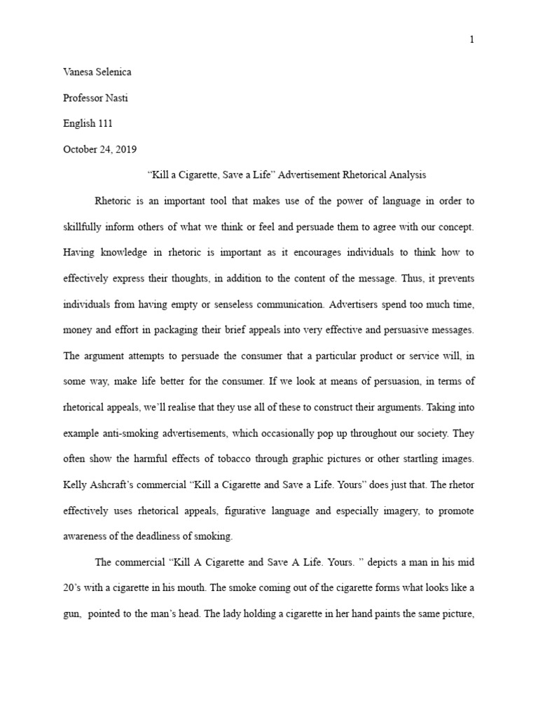 Ad Rhetorical Analysis | PDF