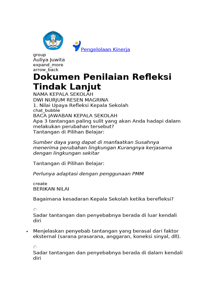Refleksi Tindak Lanjut | PDF