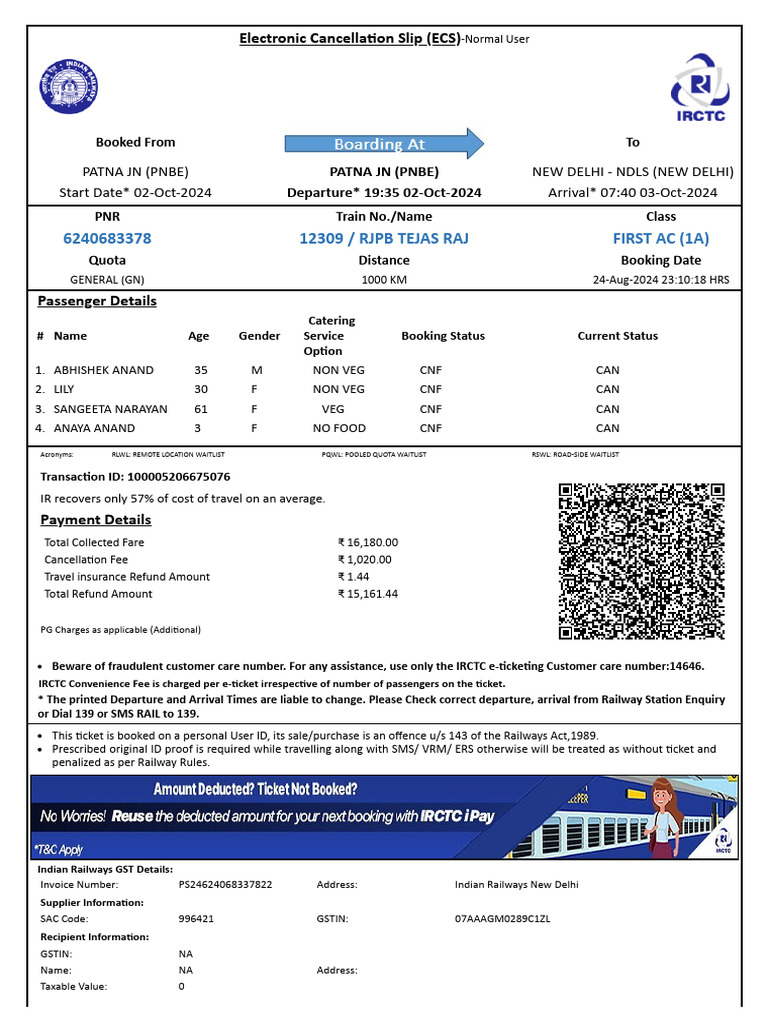 Cancel Delhi TKT | PDF