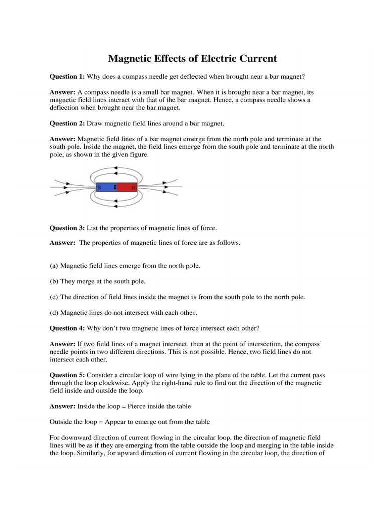 Class 10, Magnetic Effects of Electric Current NCERT Solutions by ...