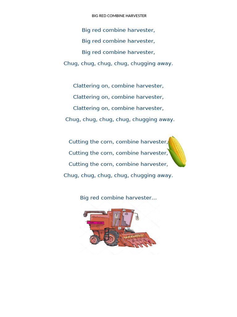 Big Red Combine Harvester Lyrics | PDF