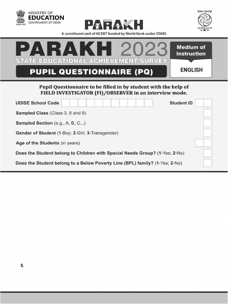 Pupil Questionnaire 6-9-2023 | PDF