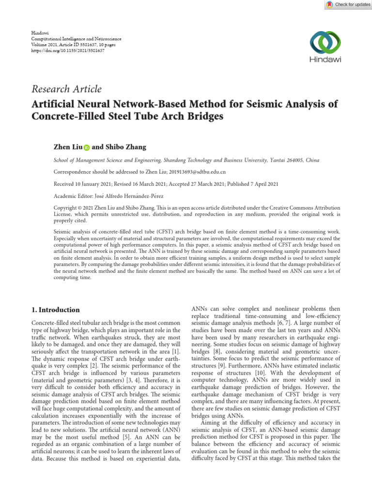 Computational Intelligence And Neuroscience 2021 Liu Artificial Neural Network Based