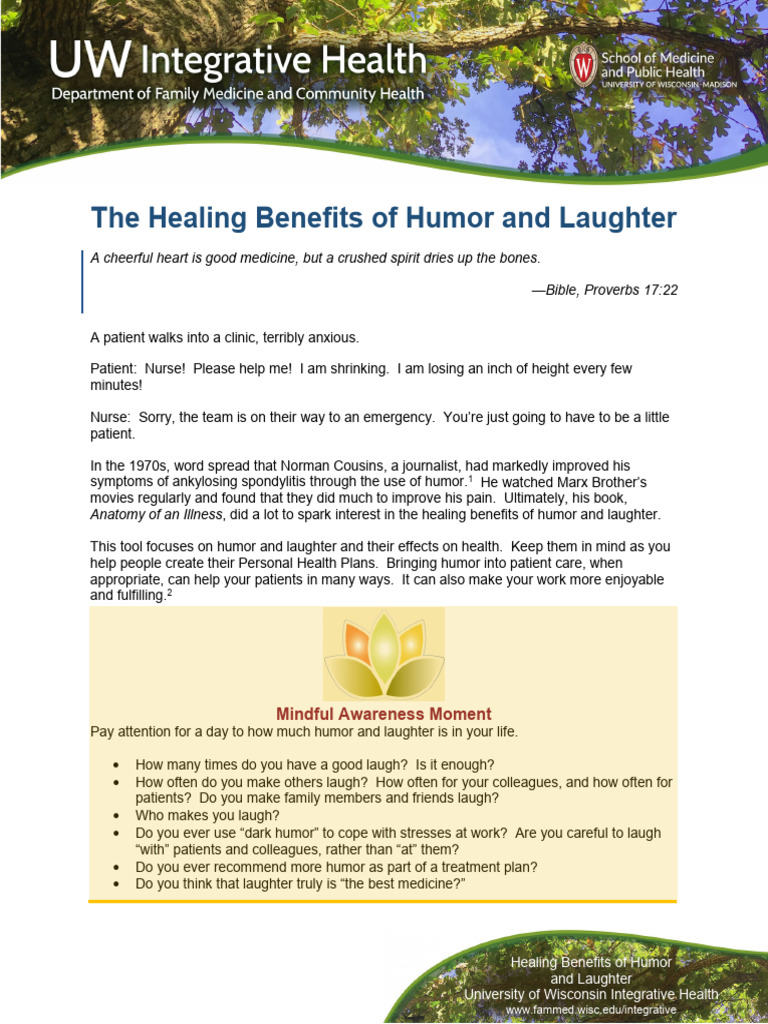 Tool Healing Benefits Humor Laughter | PDF