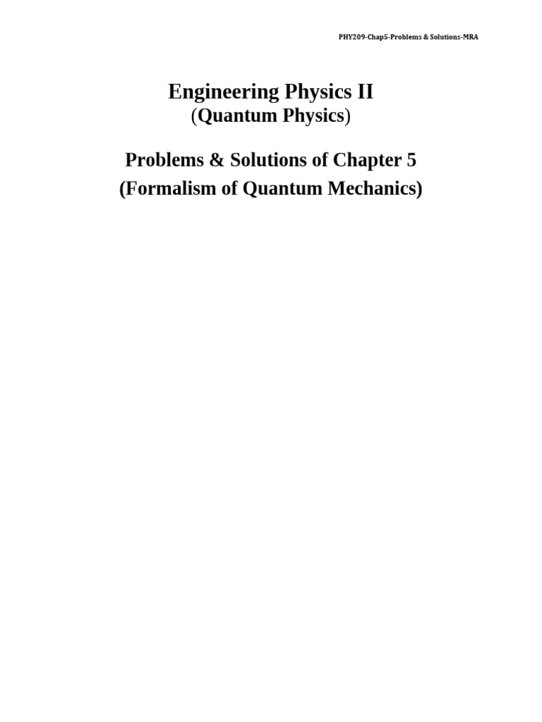 Phys209 Chap5 Problems and Solutions | PDF