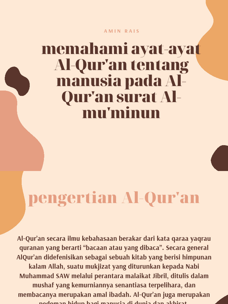 Amin Rais, Memahami Ayat-Ayat Al-Qur'an Tentang Manusia Pada Surat Almu ...