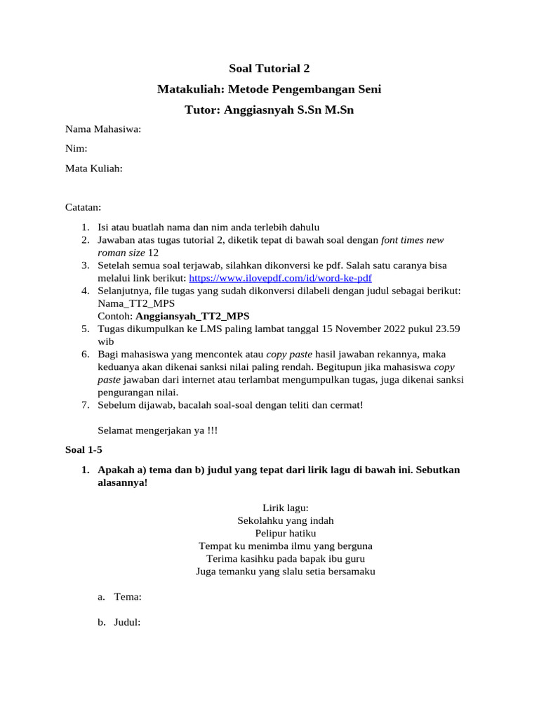 Soal Tutorial 2 | PDF