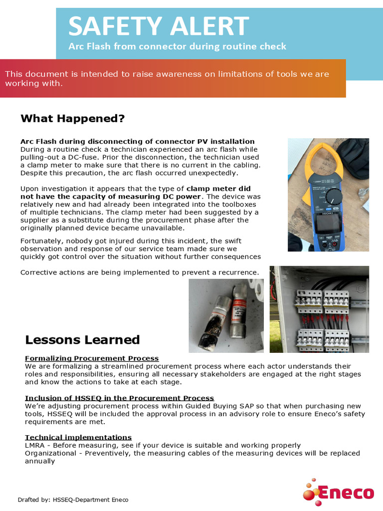 ESB - Safety Alert - Fire Arc (AC DC Meter) Incident | PDF