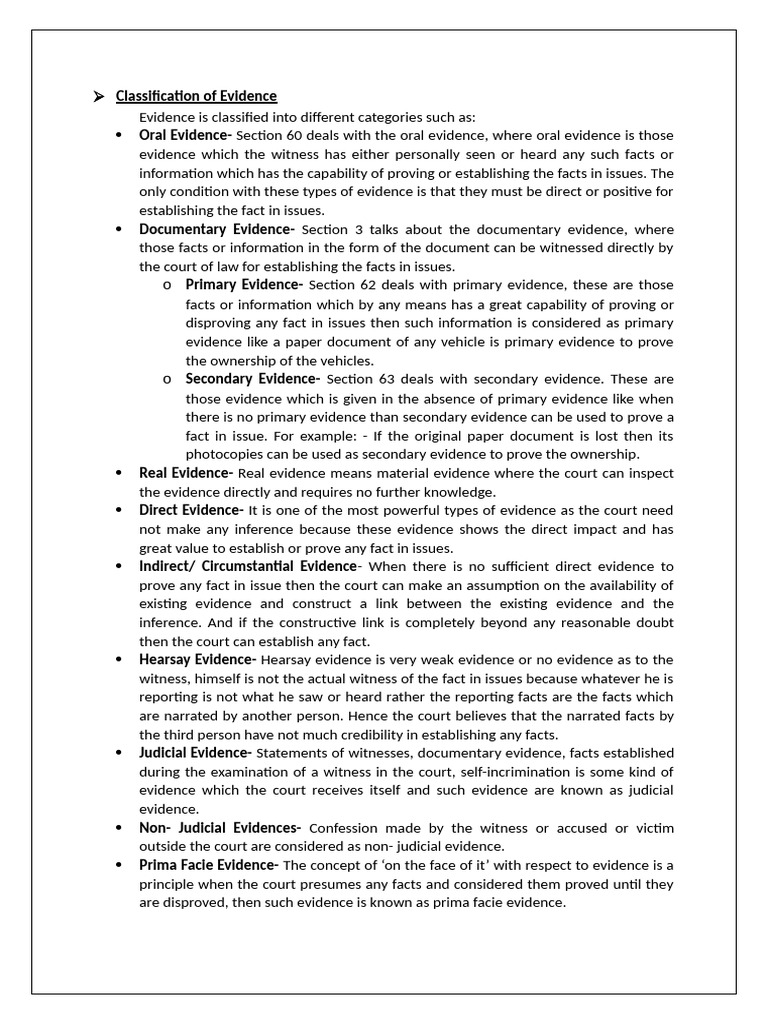 Classification of Evidence | PDF | Evidence | Law