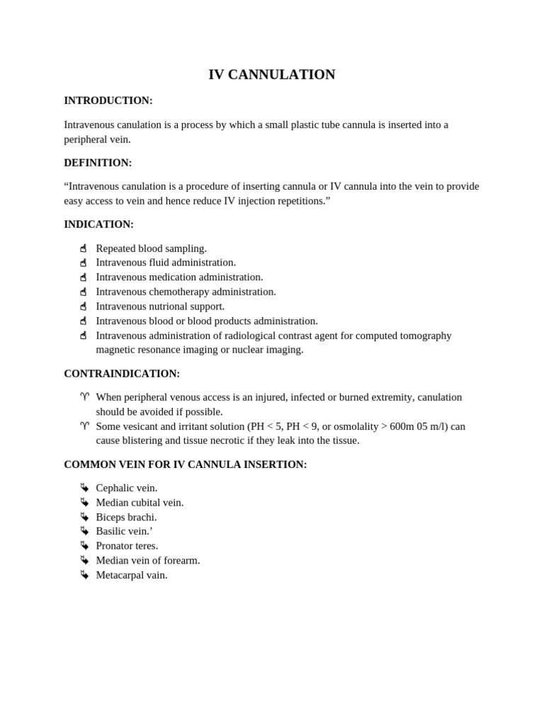 Iv Cannulation | PDF