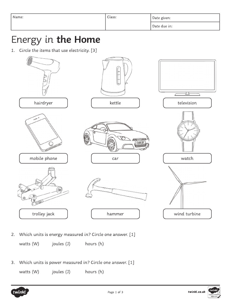 Types of Energy Worksheet | PDF