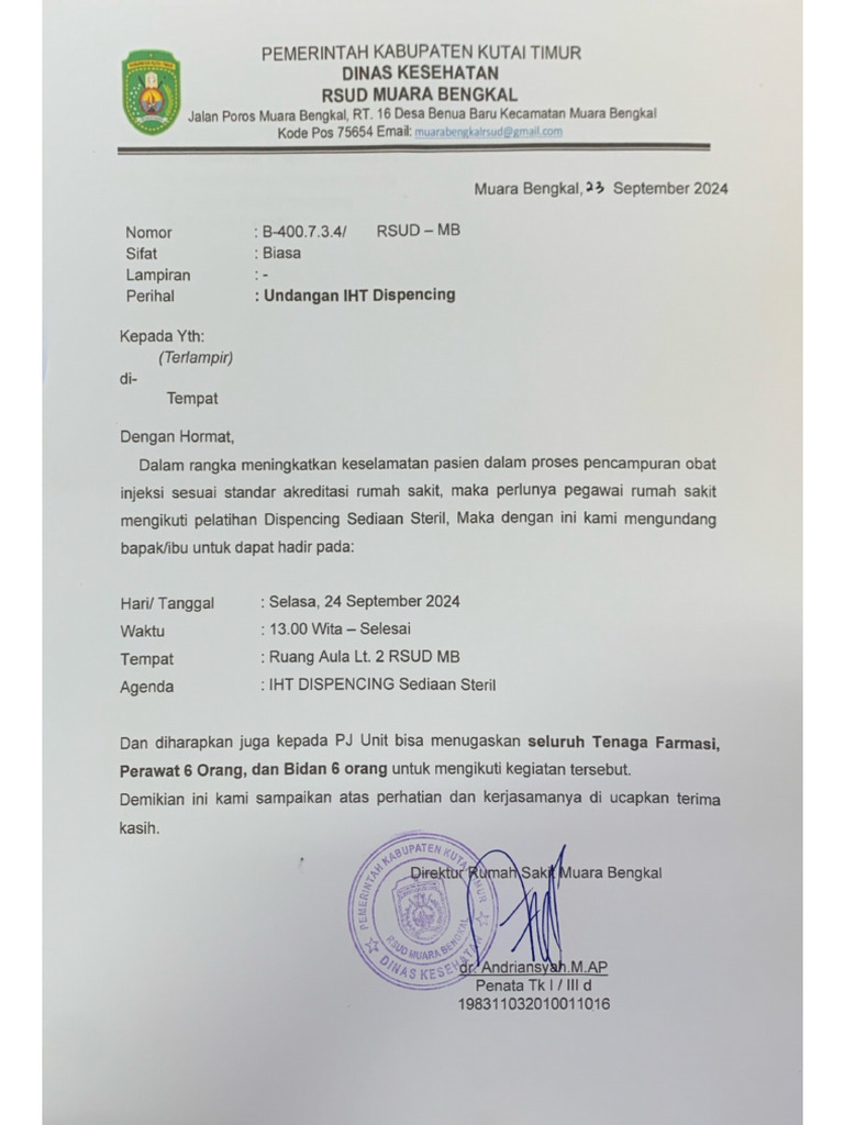 Surat Undangan IHT Dispencing | PDF Surat Undangan IHT Dispencing | PDF