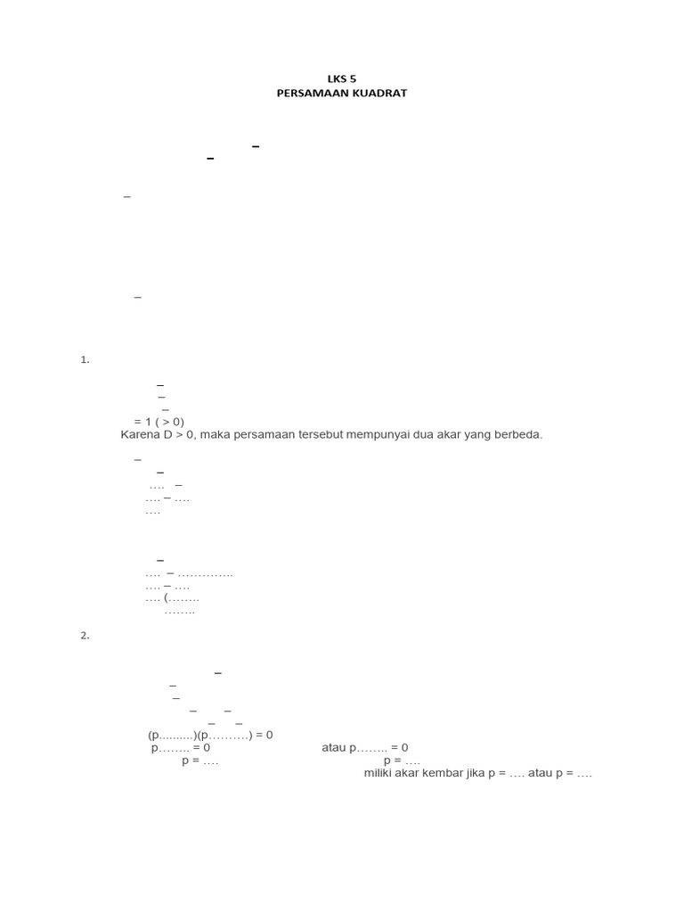 LKS 6 PK (Diskriminan Dan Sifat Akar) | PDF