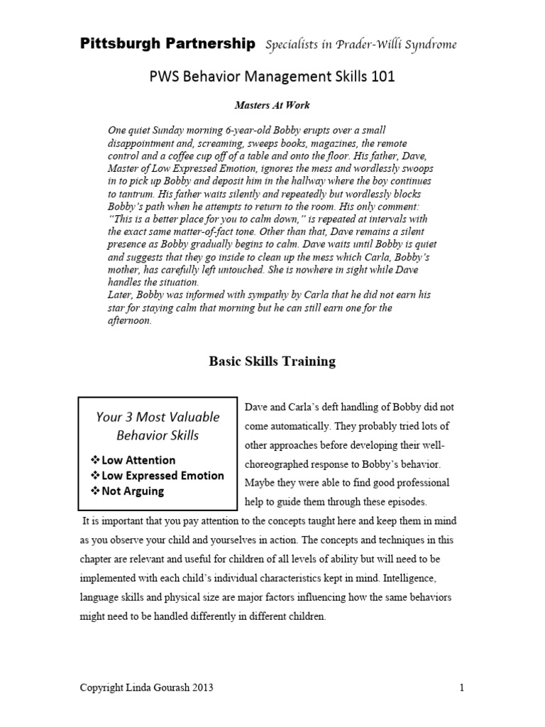 Gourash On Behavior Skills 101 Pws 2015 | PDF