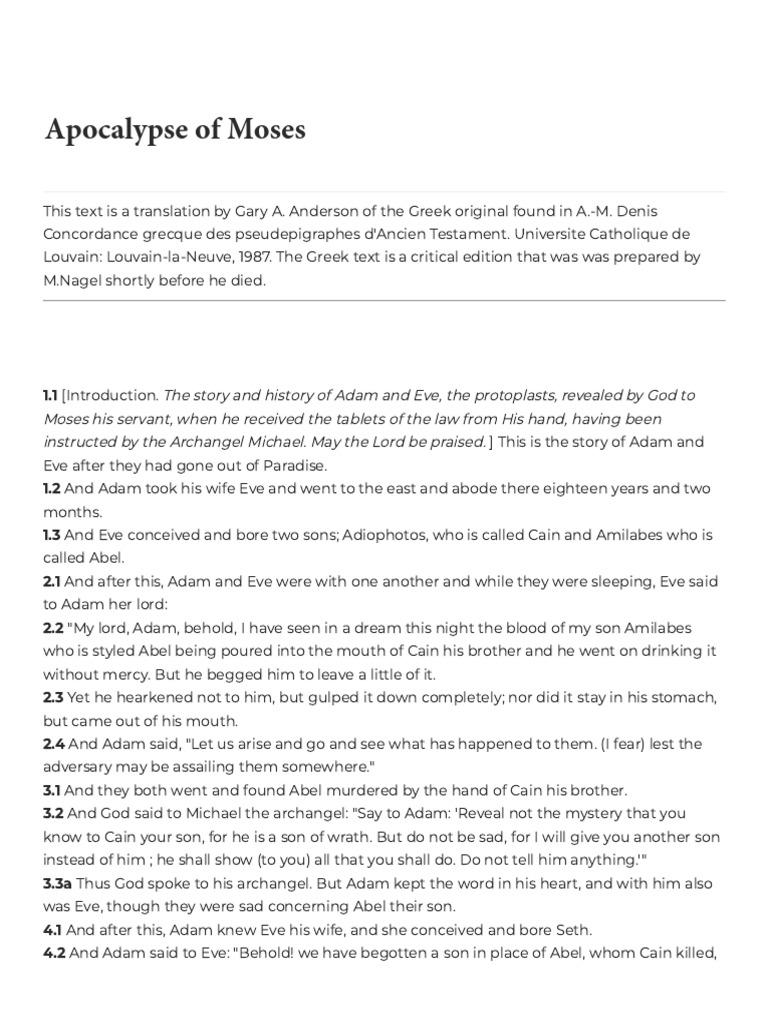 Apocalypse of Moses | PDF