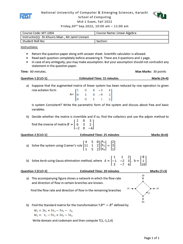 Mid1 Fall 2022 | PDF