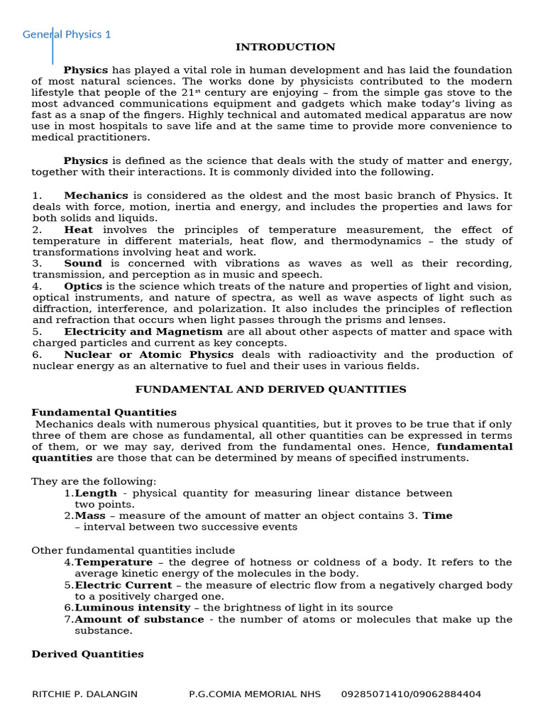 Gen Physics 1st Quarter Reviewer | PDF