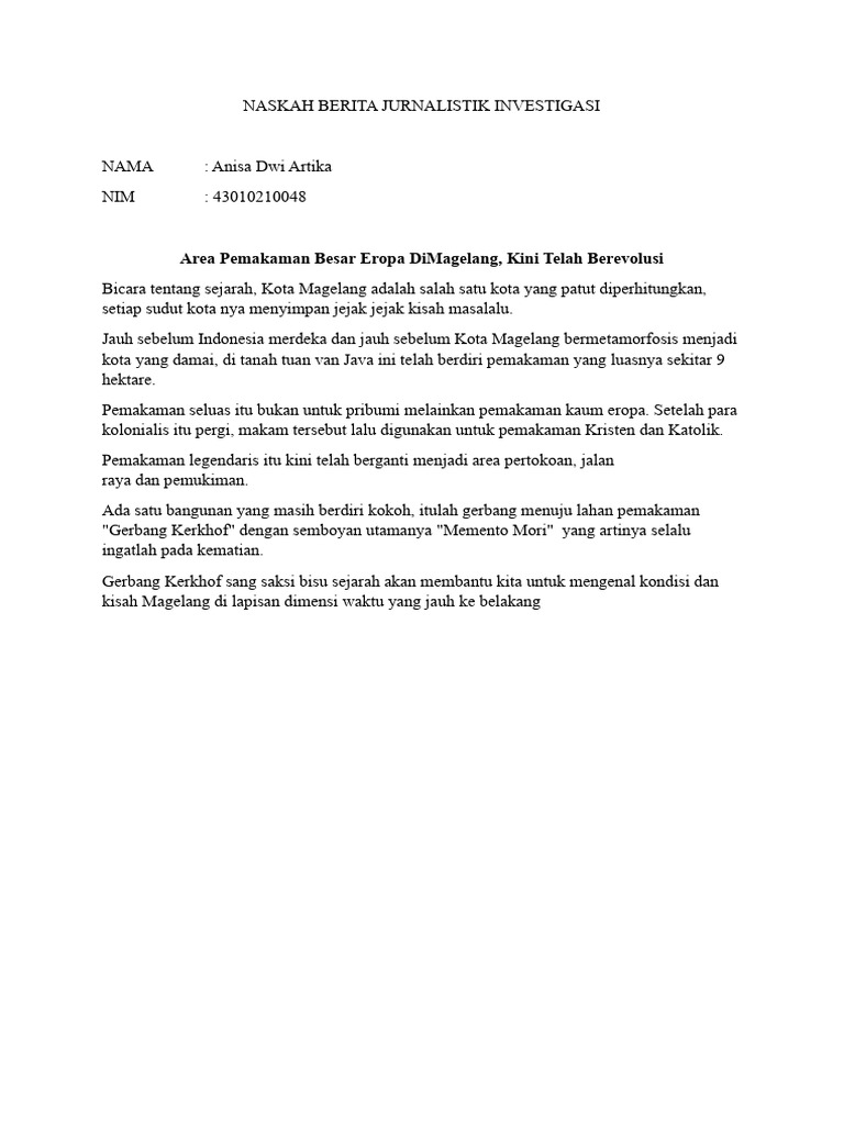 Naskah Berita Jur Inv - Anisa Dwi Artika | PDF