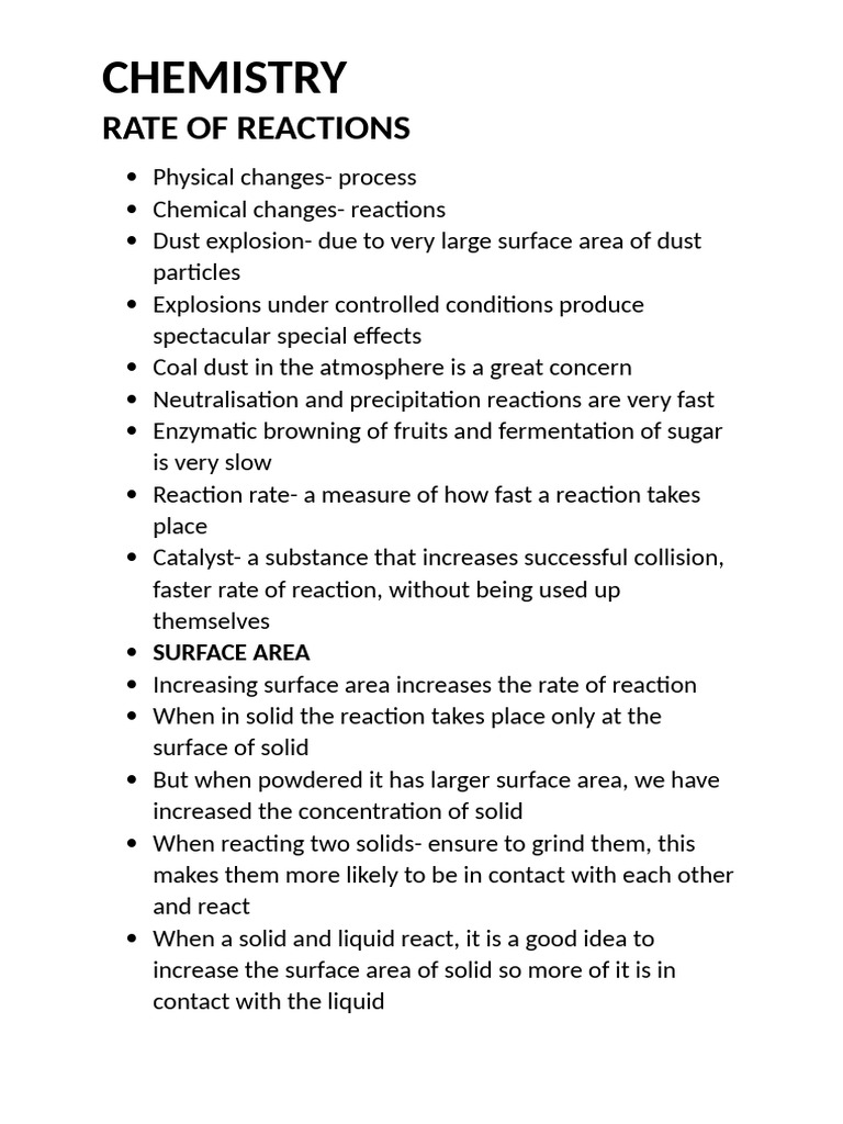 Rate of Reactions | PDF